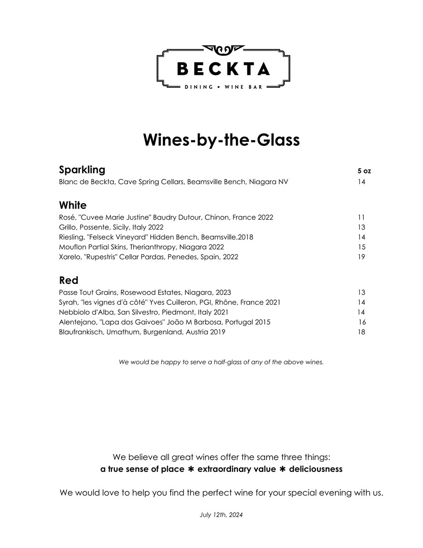 Wine & Cocktail List